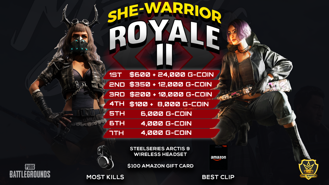 She Warrior Royale II (FEMALE, 75% RULE) - Overview - Tournament ...